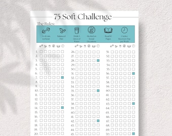 75 Soft/ Easy Challenge Habit Tracker Digital Download Printable PDF - Etsy