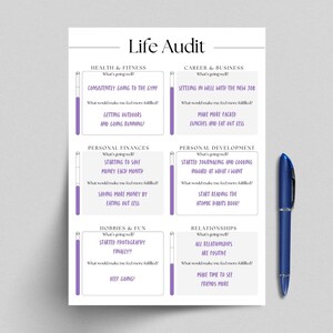 Life Audit Planner | Printable Life Goal Setting | Journaling Prompts ...