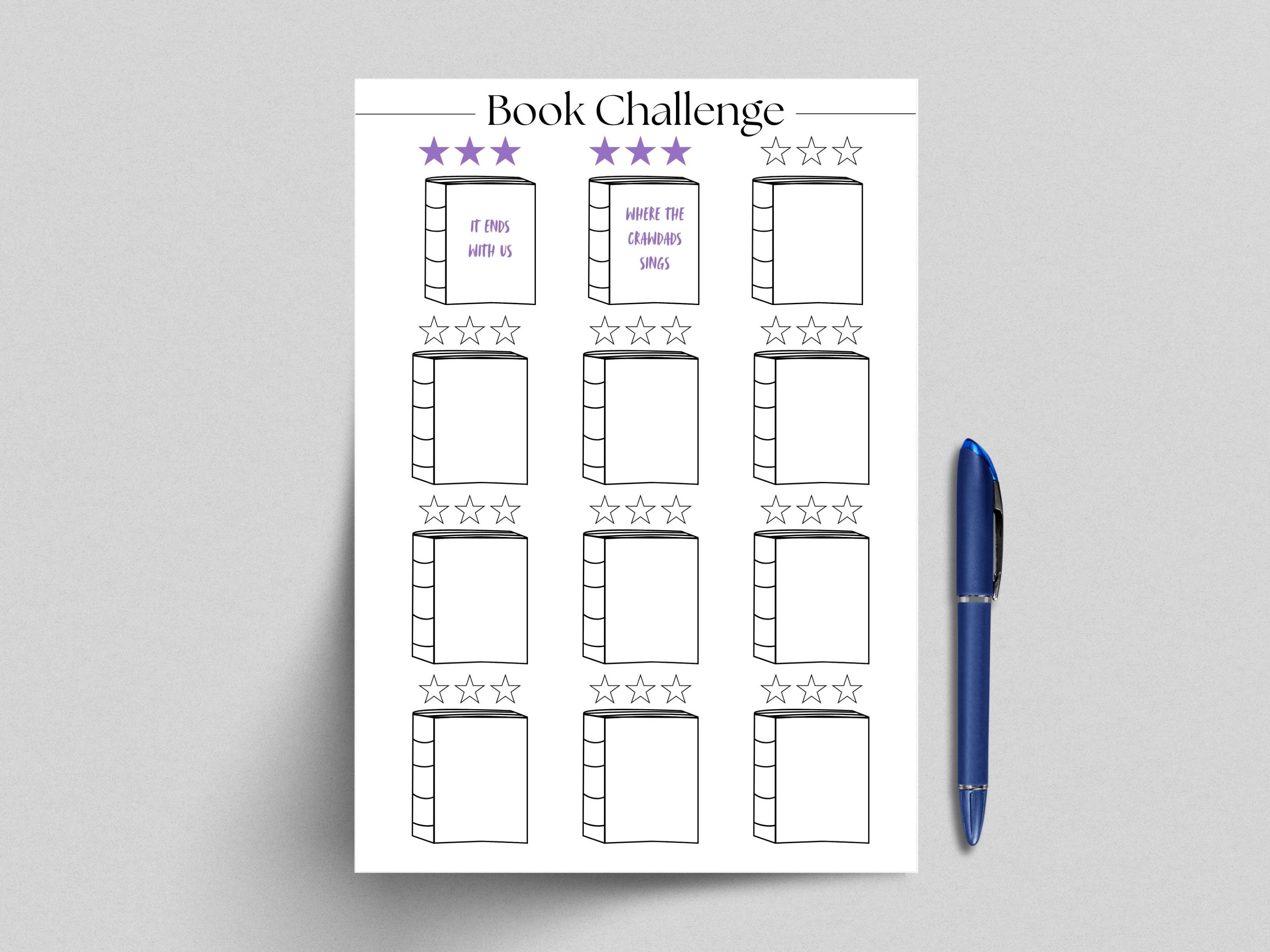12-month Reading Challenge Tracker: Printable Log for Book Series ...