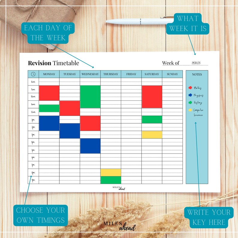 Printable Revision Timetable, Exam Study Schedule, Study Schedule PDF ...