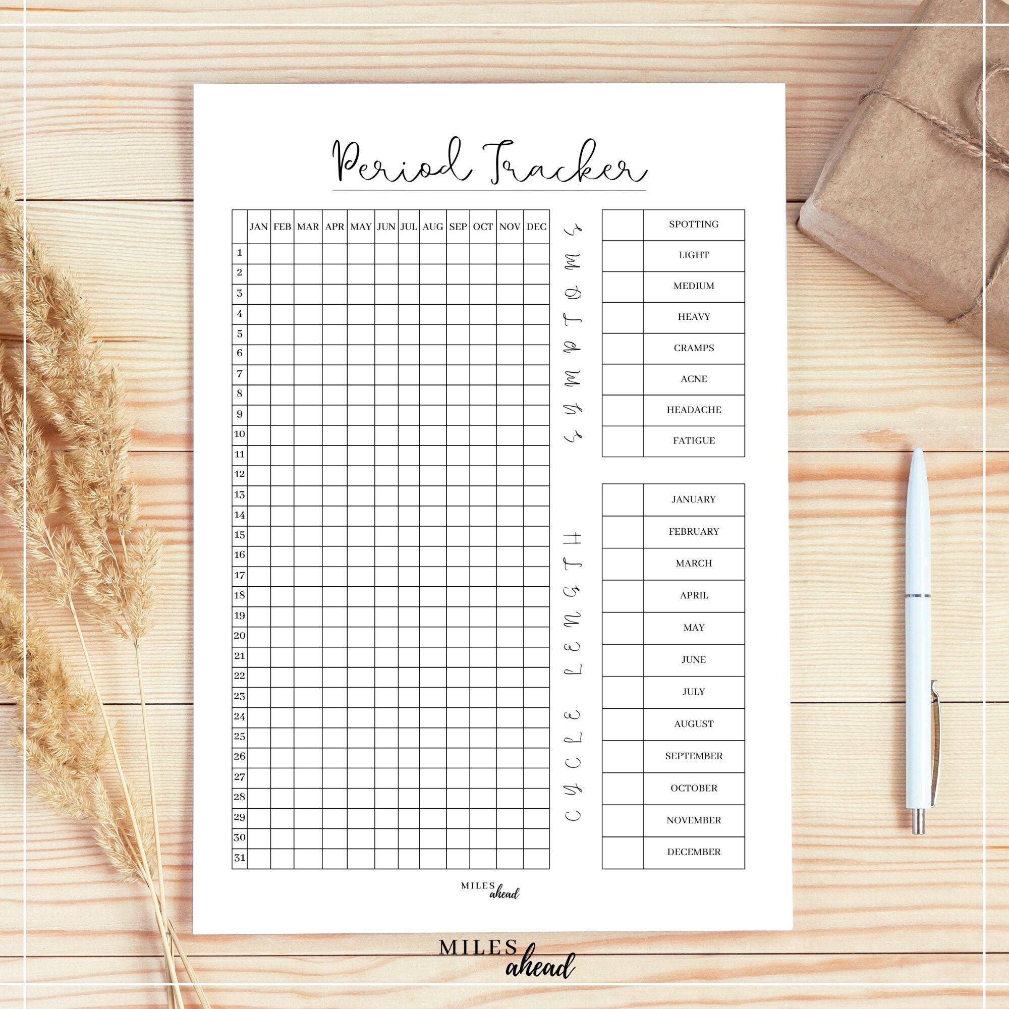 Printable Period Track, PDF Period Tracker, Ovulate Track Printable ...