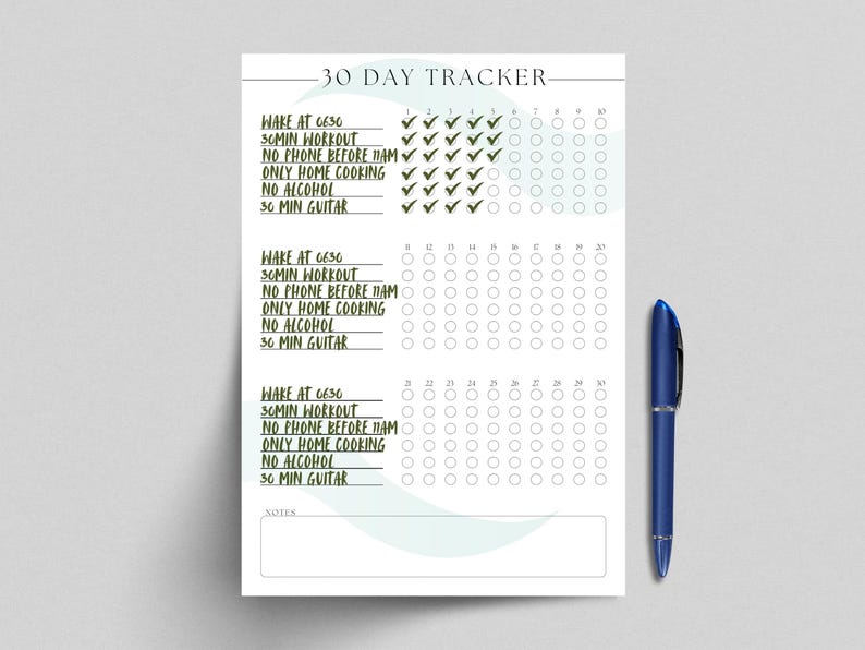 30 Day Habit Tracker Printable | Minimalist Challenge Template (PDF) - Etsy