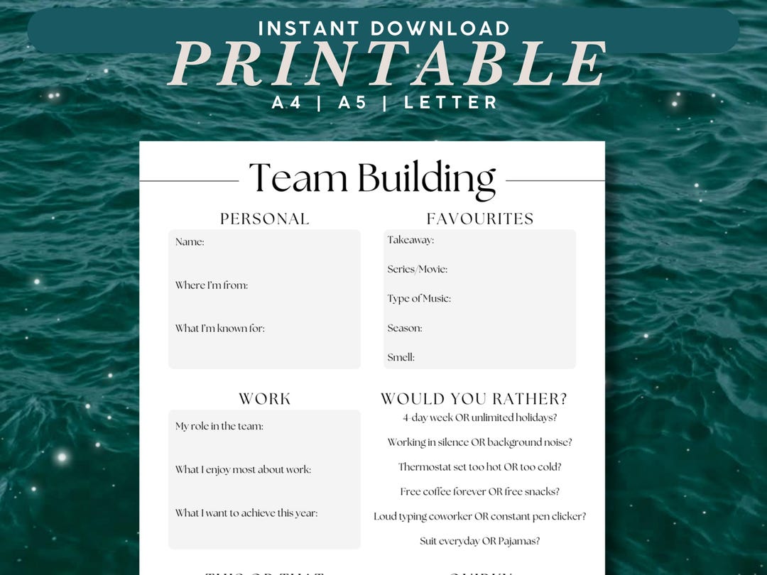 Team Building Icebreaker | Employee Questionnaire, Workplace Activity ...