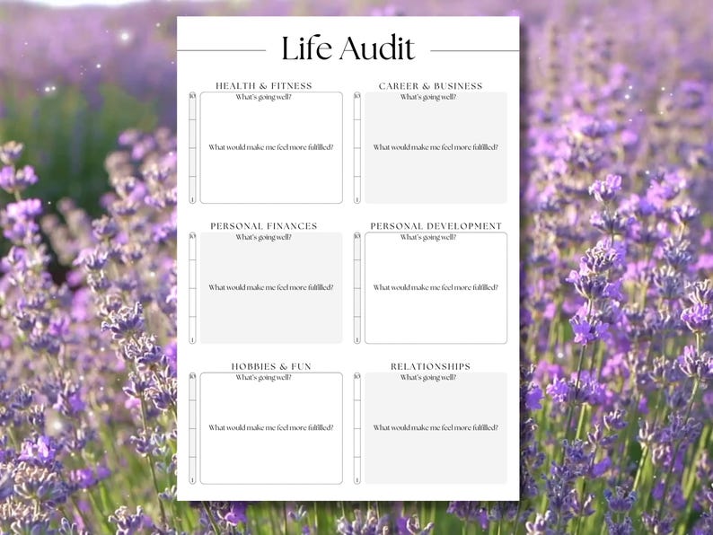 Life Audit Planner | Printable Life Goal Setting | Journaling Prompts ...