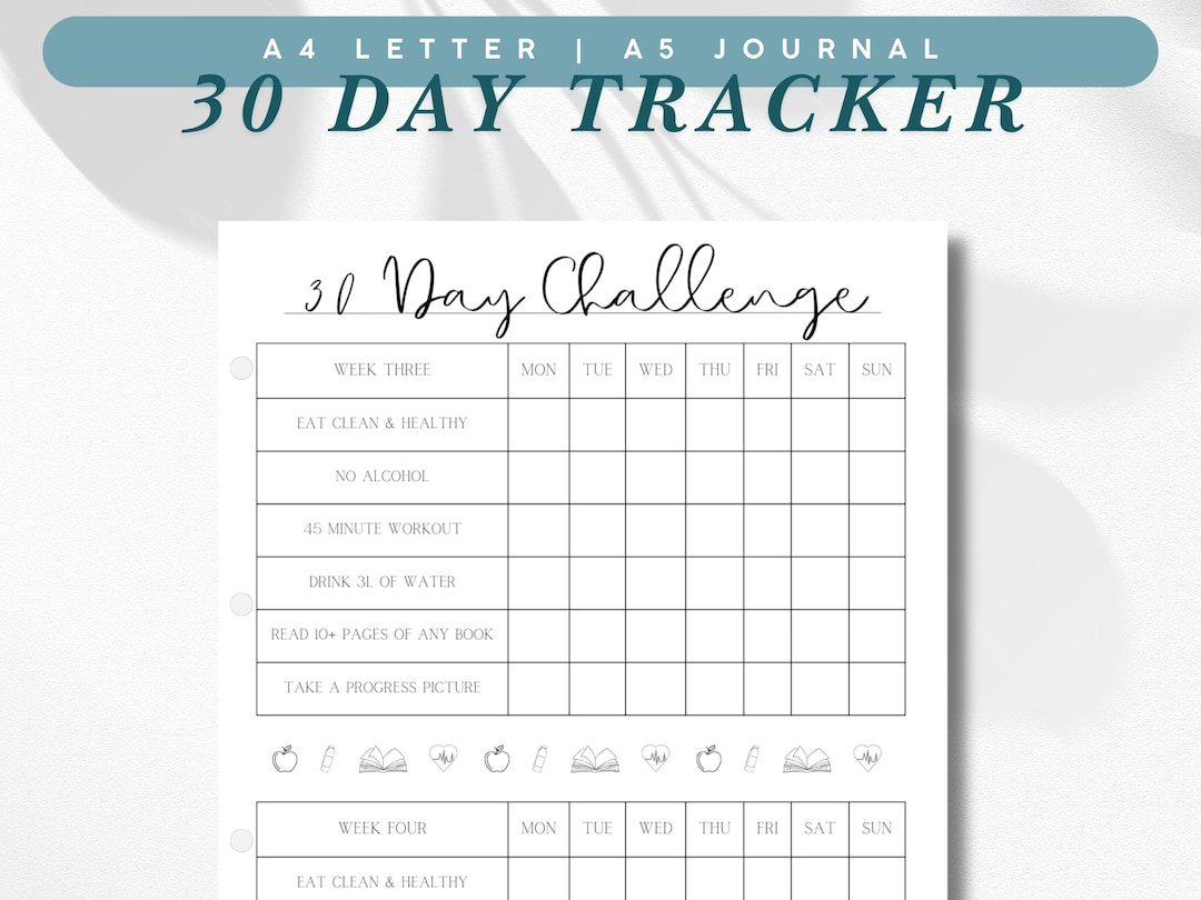 30-day Habit Tracker | Challenge Template Printable (PDF) - Etsy