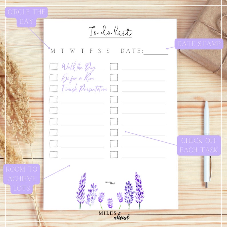 Floral to Do List Pretty Shopping List My to Do List Modern - Etsy UK