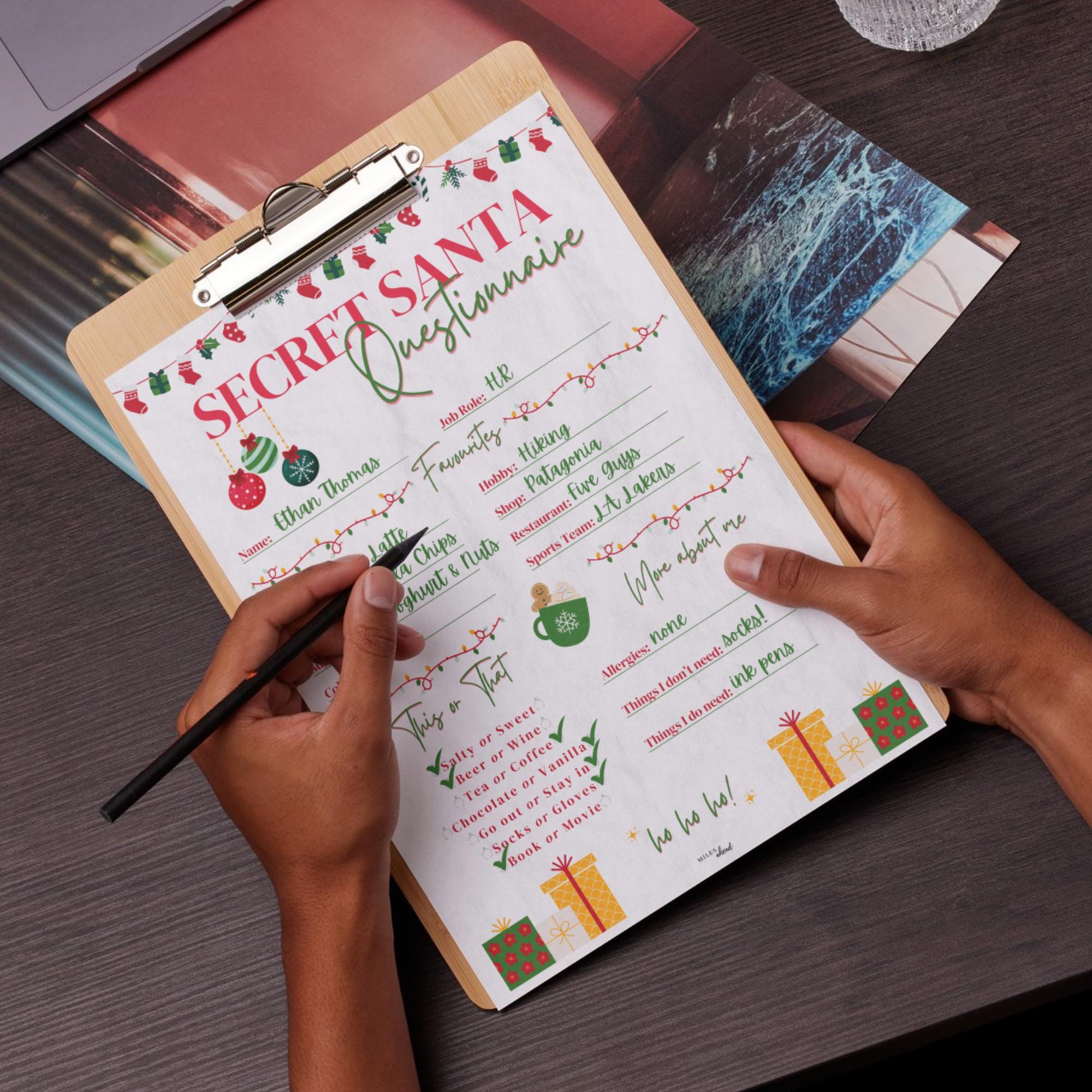 Printable Secret Santa Questionnaire Secret Santa Organizer Secret ...