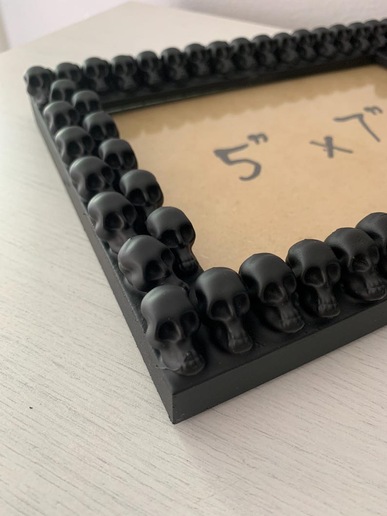 Matte Black Skull 5x7 Picture Print Tabletop Wall Frame Gothic Spooky ...