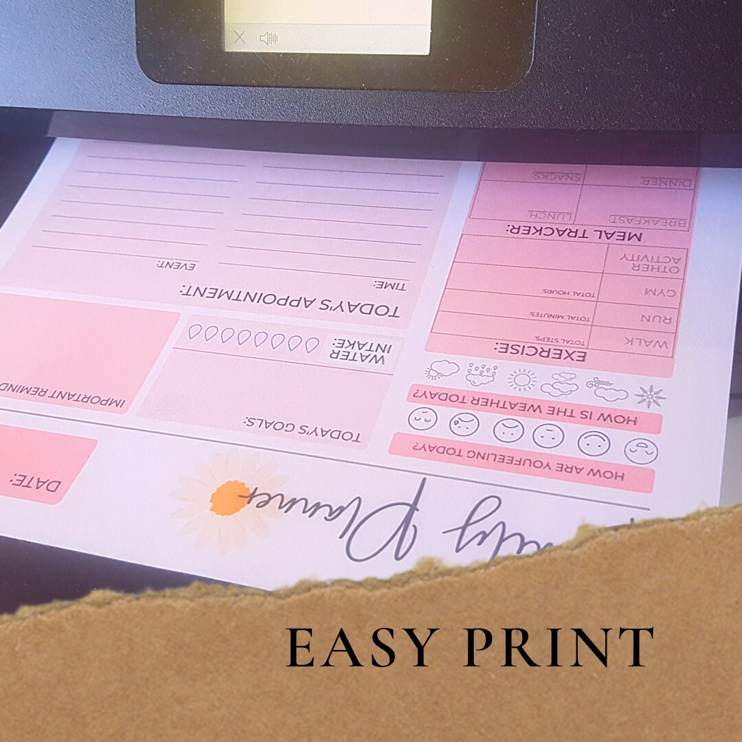 Daily Planner Printable Downloadable, Cute All in One Daily Task ...