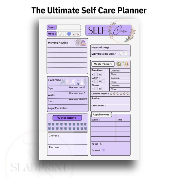 Self Care Planner Printable/downloadable Insert Pdffile - Etsy