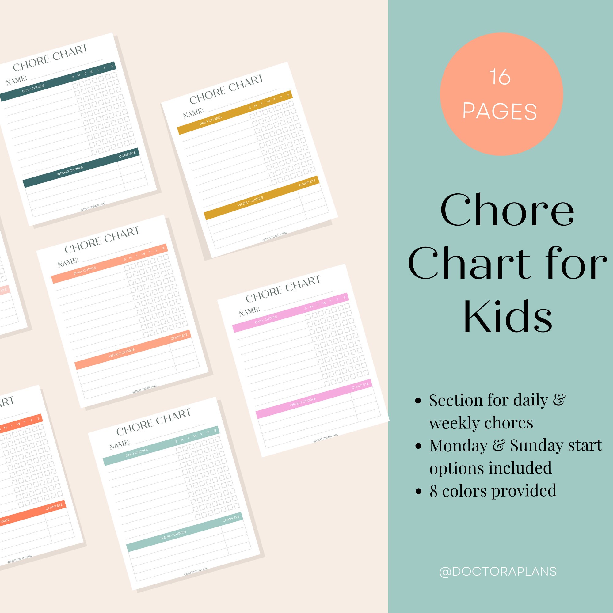 Chore Chart Chore Chart for Kids Family Chore Chart Kids - Etsy México