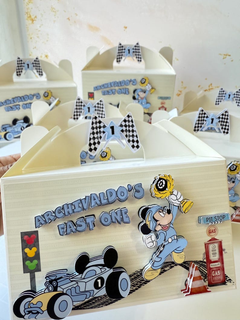 Birthday Favor Box: Mickey Roadster Racer - Racing Party Theme - Etsy