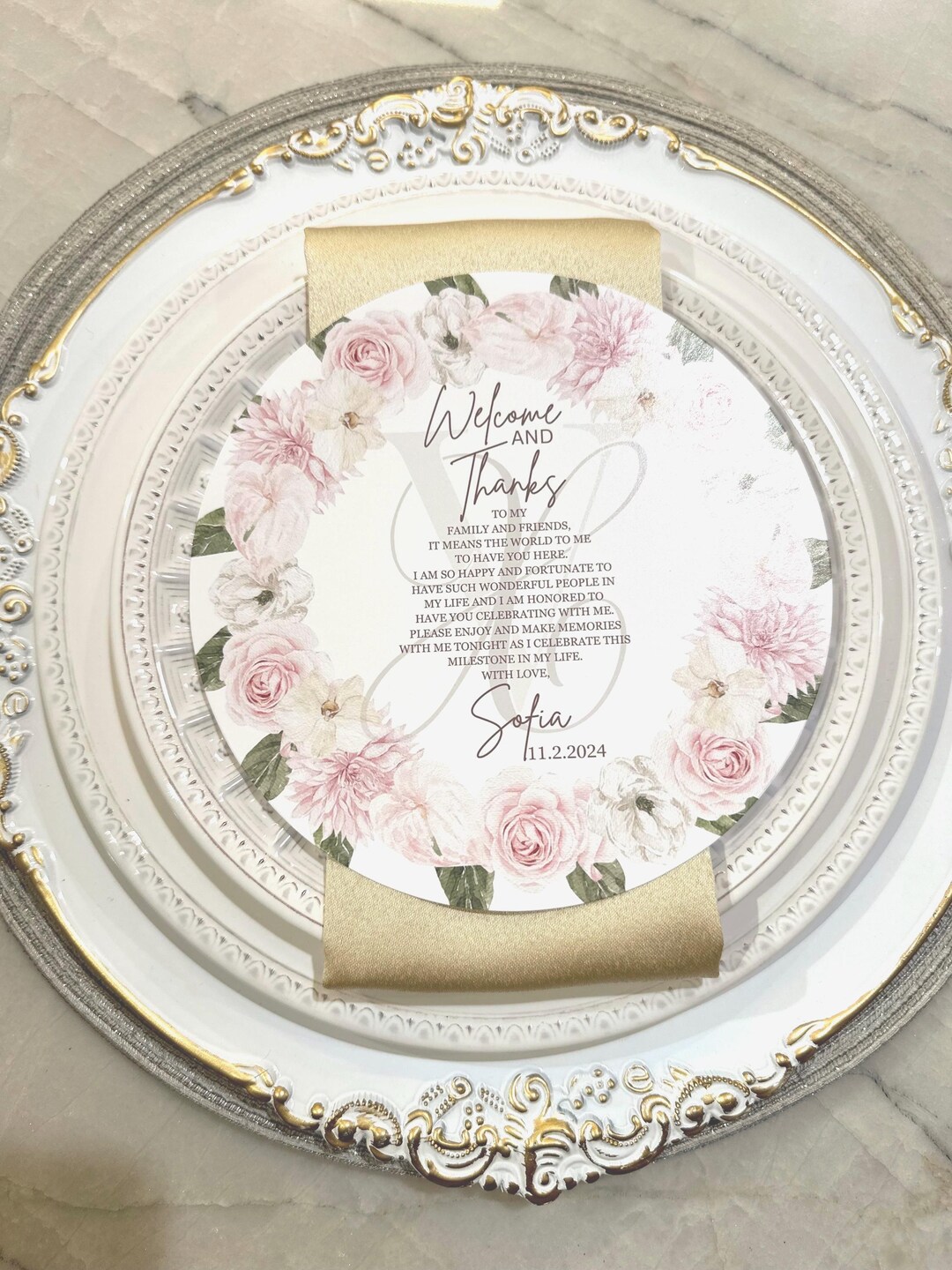 Plate Insert Quinceañera Charger Insert Disco Party Retro Party Custom ...