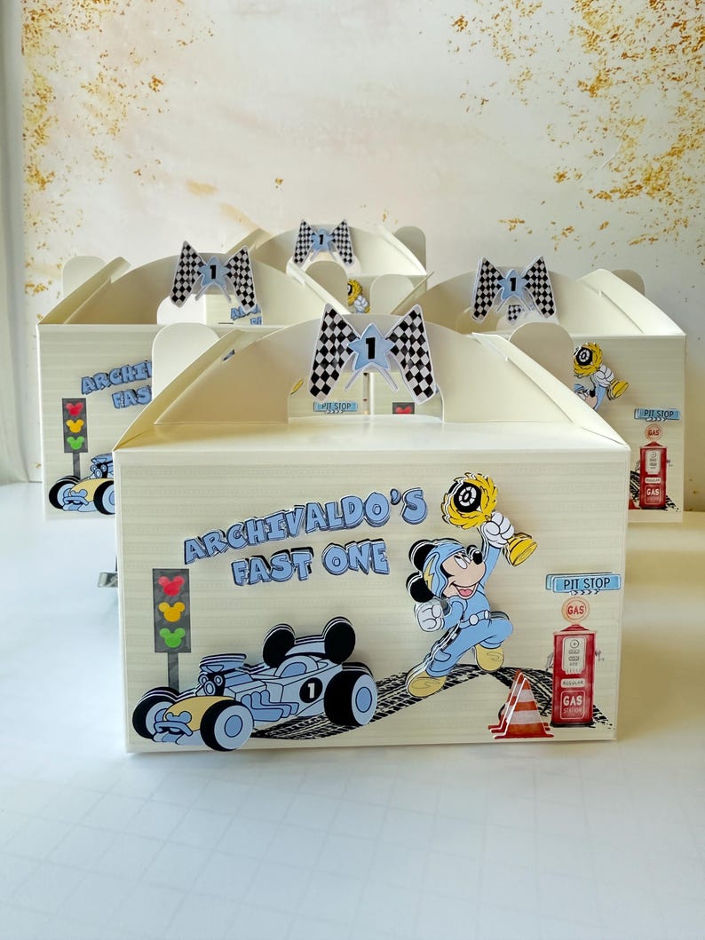 Birthday Favor Box: Mickey Roadster Racer - Racing Party Theme - Etsy