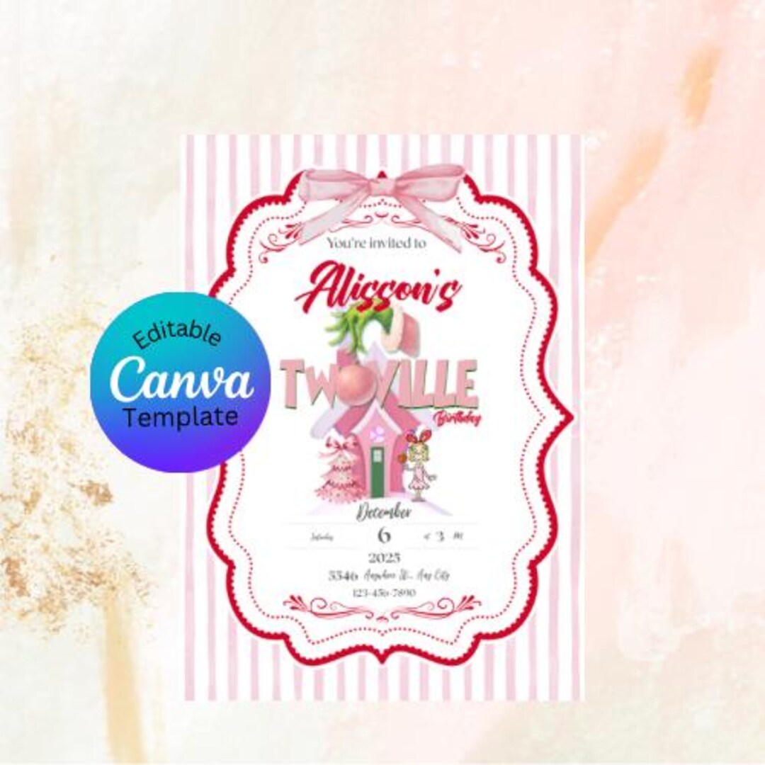 Twoville Second Birthday Invite - Pink Editable Party Invitation - Etsy