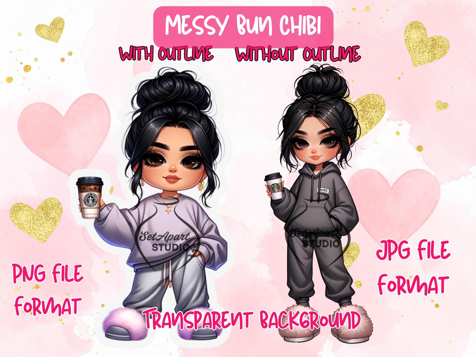 Messy Bun Chibi | Messy Bun Chicana Chibi | Chic Chibi | Chibi Clip Art ...
