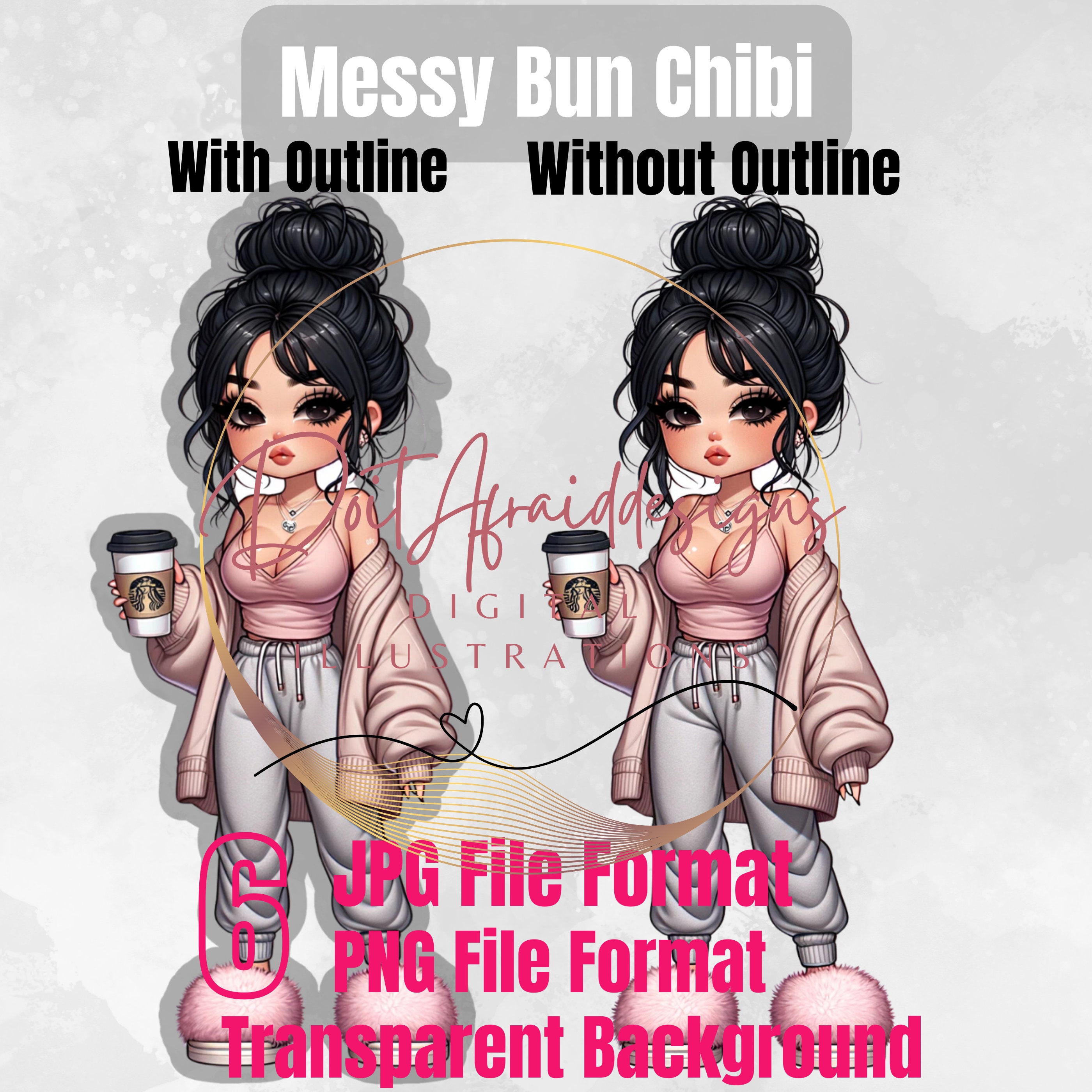 Messy Bun Chibi Messy Bun Chicana Chibi Chic Chibi Chibi Clip Art Chibi Clipart Chicana ...