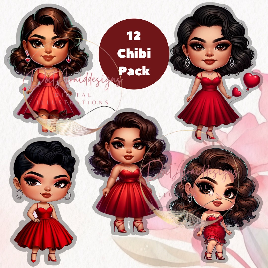 Sweetheart Chibis, Chibi Clip Art, Chibi PNG, Chicana Chibis, Chibi ...