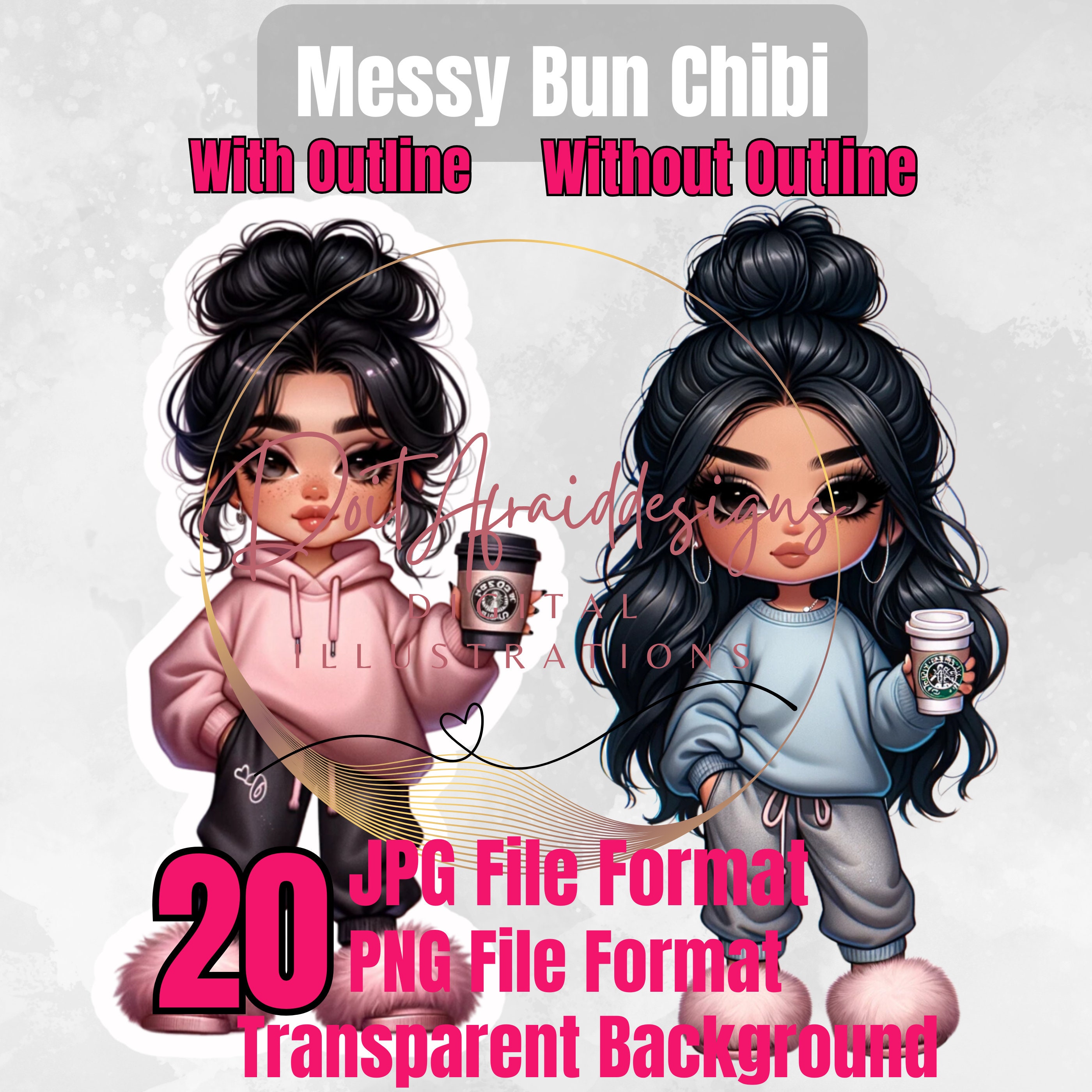 Messy Bun Chibi Messy Bun Chicana Chibi Chic Chibi Chibi Clip Art Chibi ...
