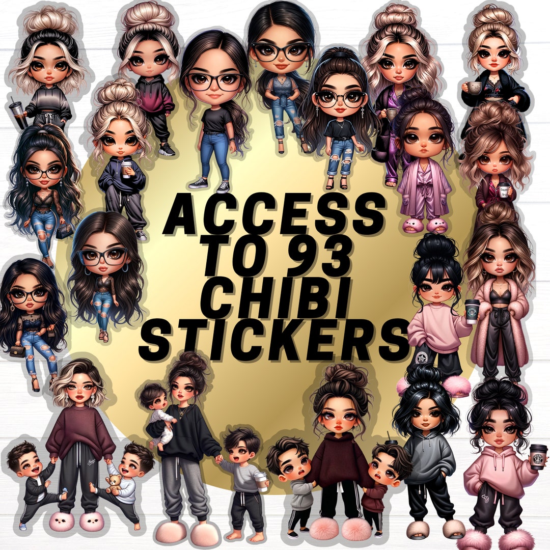 Chicana Chibi Sticker Bundle High-quality PNG, Digital Download Perfect ...