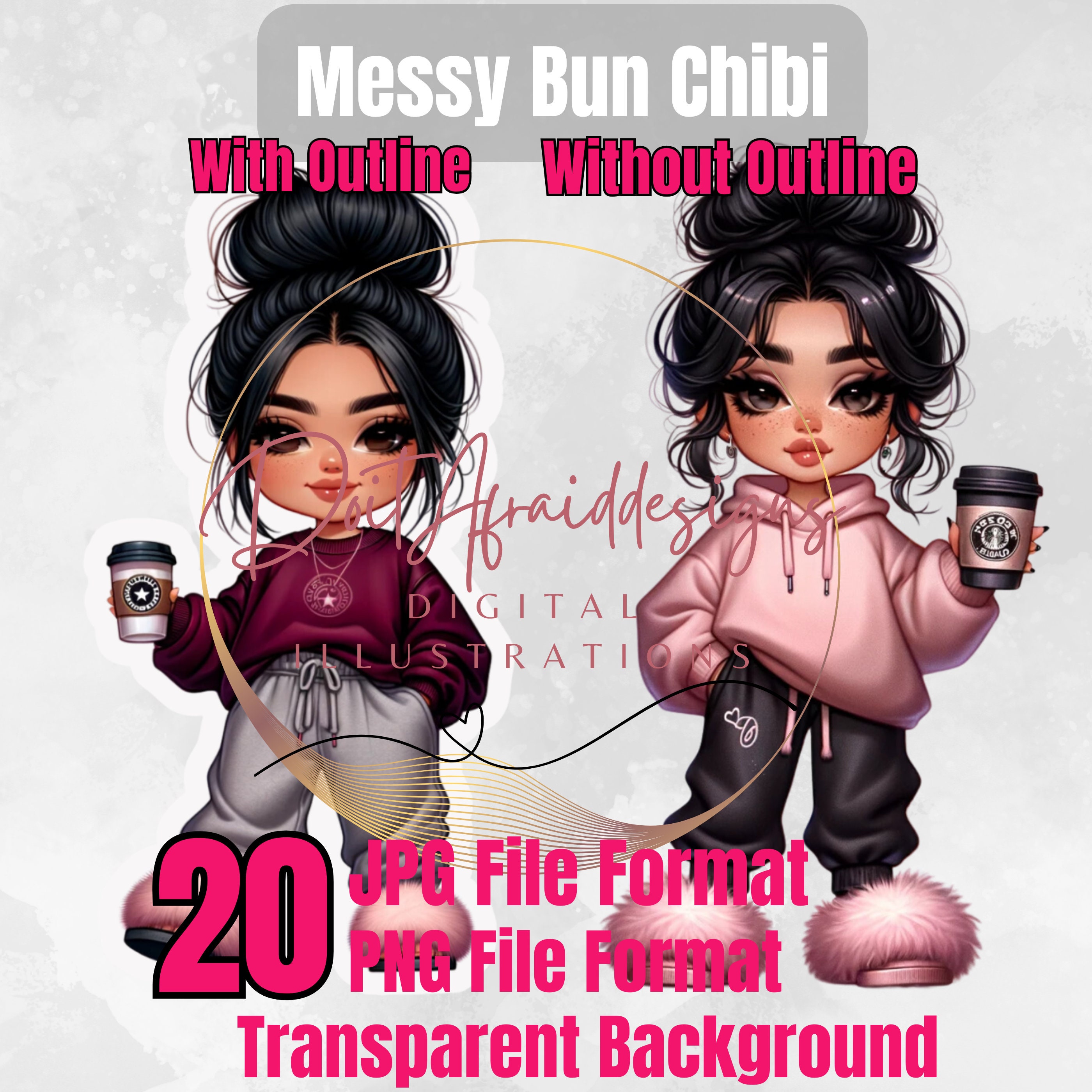 Messy Bun Chibi Messy Bun Chicana Chibi Chic Chibi Chibi Clip Art Chibi ...