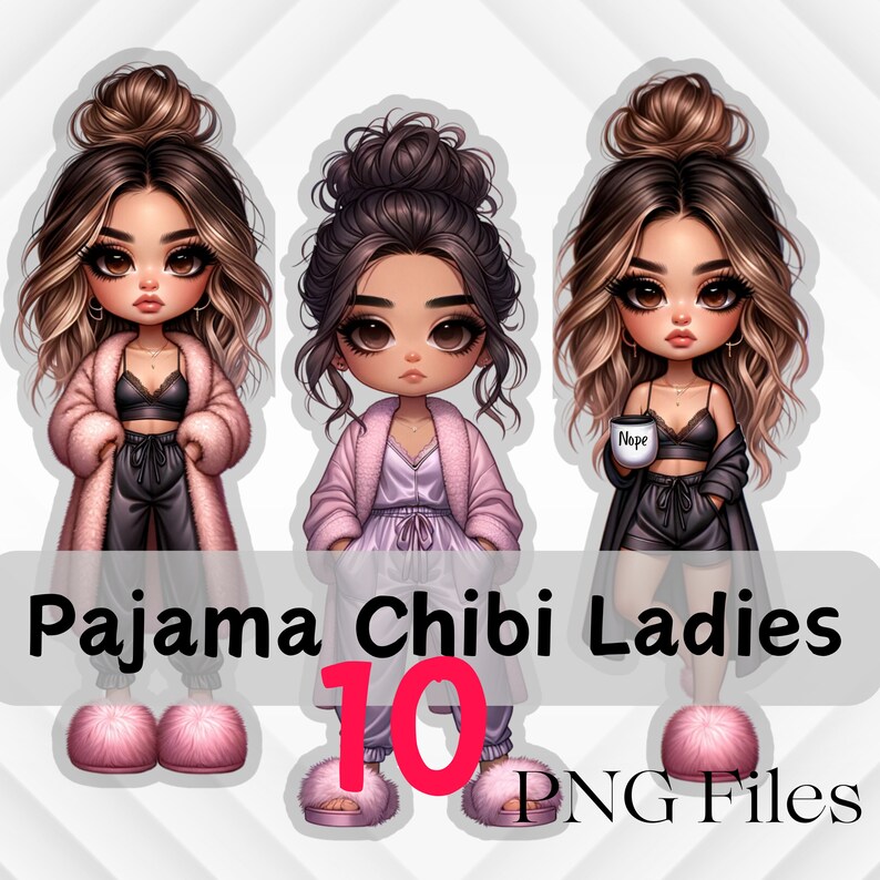 Chibi PNG Chibi Ladies PNG Chibi Clipart Chicana Chibi Pajama Chibi ...