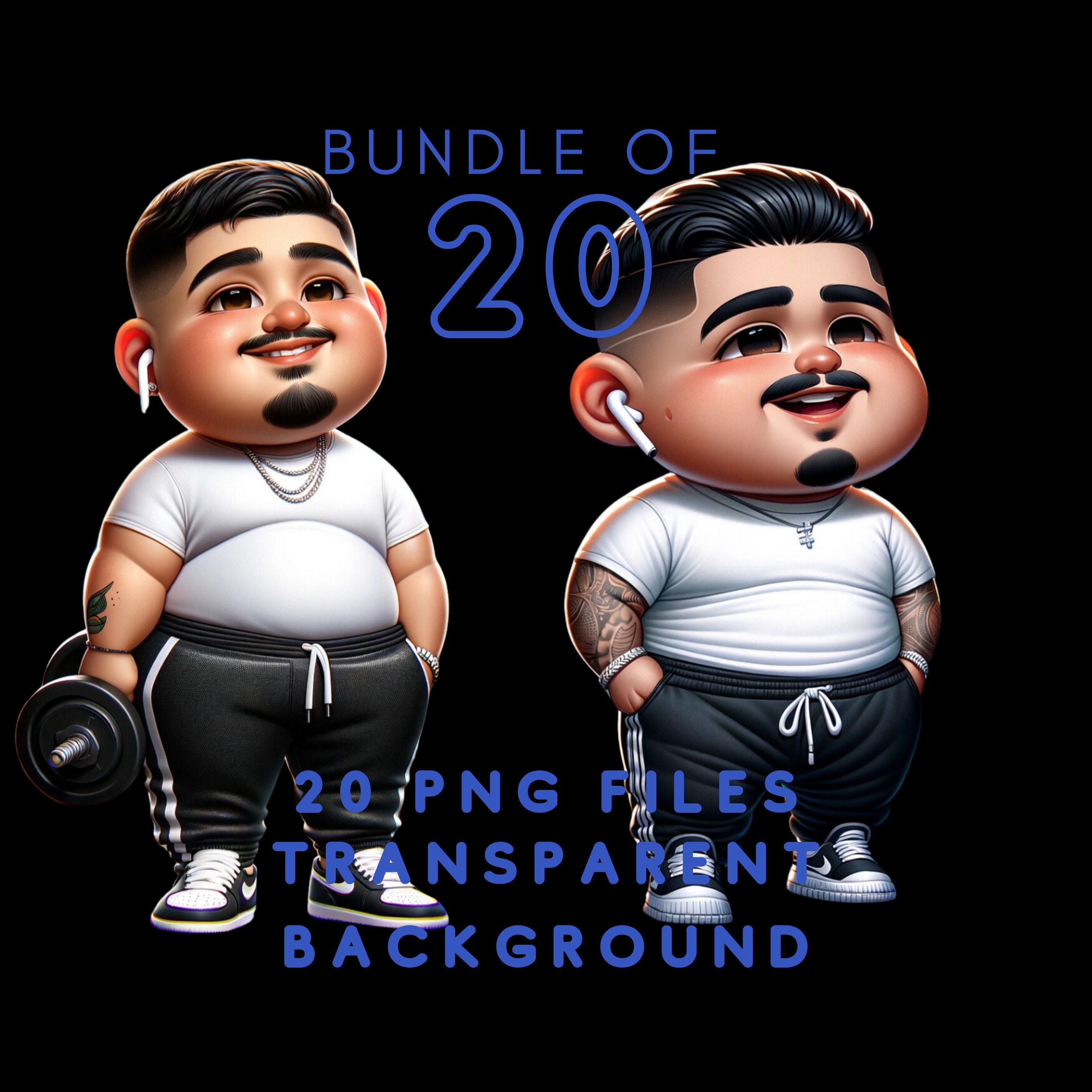 Workout Chibi Guys Clipart, Chibi Clipart, Chibi PNG Stickers, Digital ...