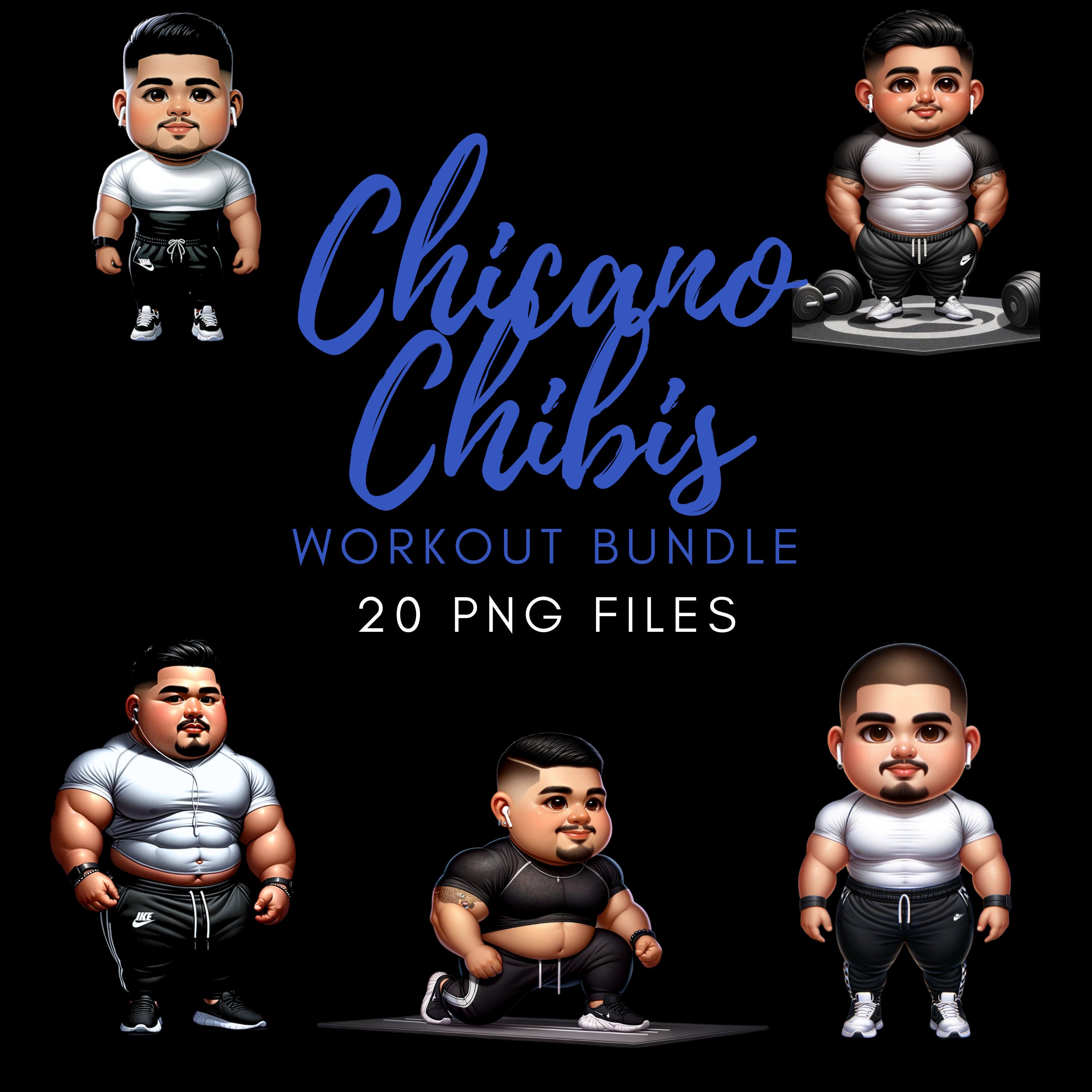 Workout Chibi Guys Clipart Chibi Clipart Chibi Png Stickers Digital Stickers Digital