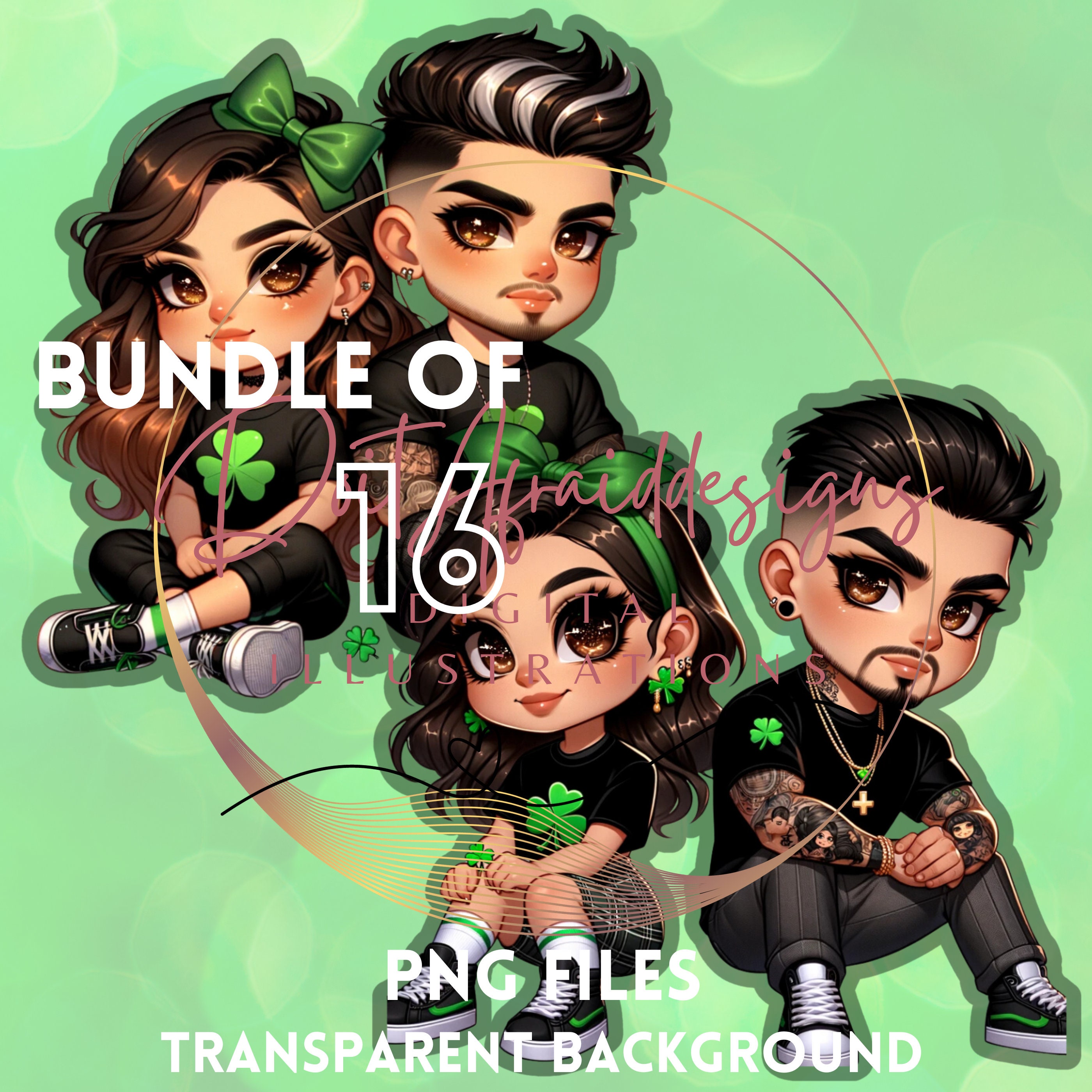 St Patricks Day Chibi Couple Chibi Couple Clipart Chicano Couple ...