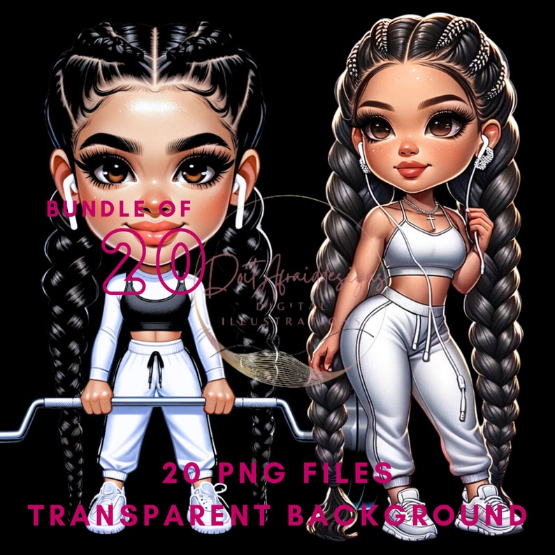 Workout Chibis, Chicana Chibis Working Out, Chibi Doll PNG, Chibi ...