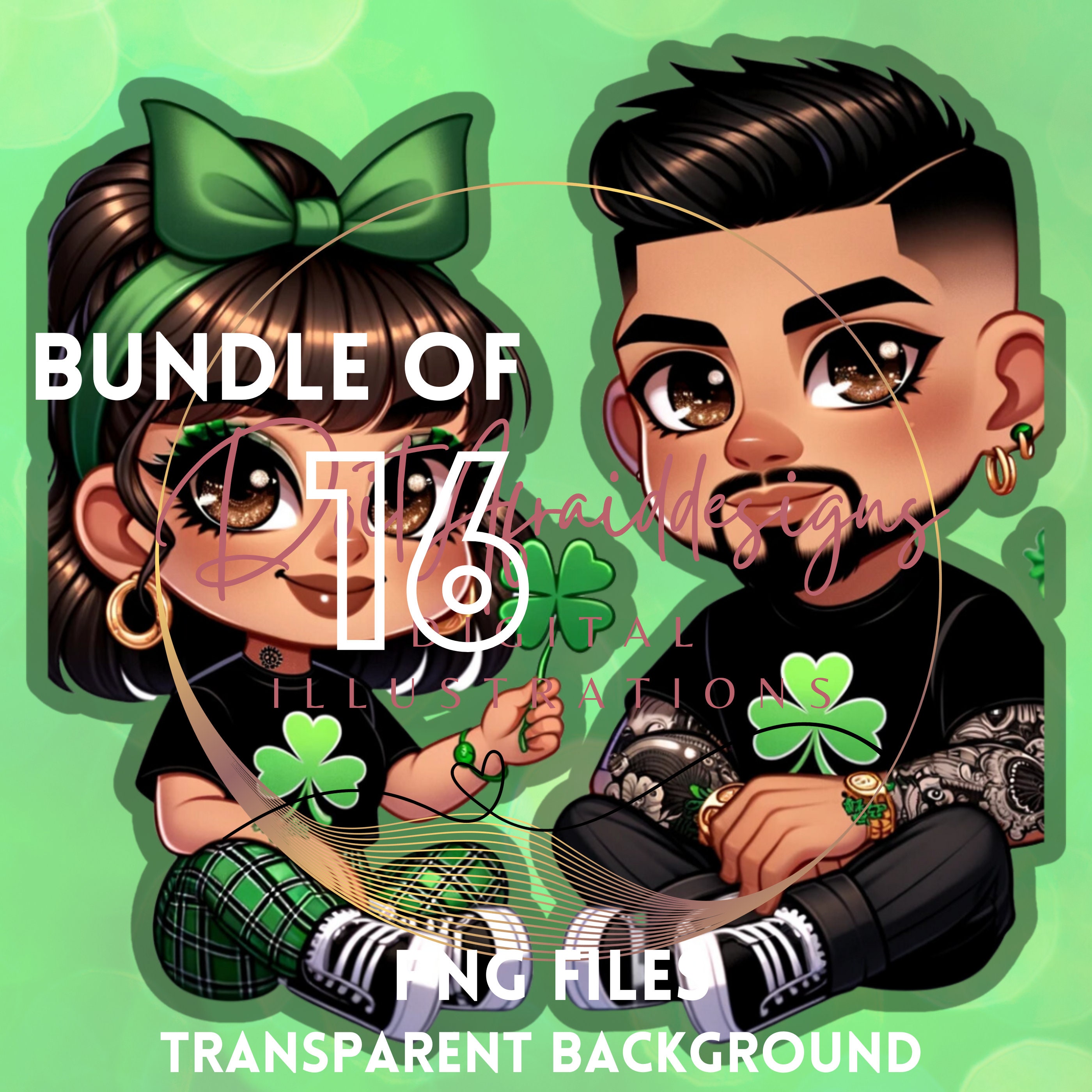 St Patricks Day Chibi Couple Chibi Couple Clipart Chicano Couple ...