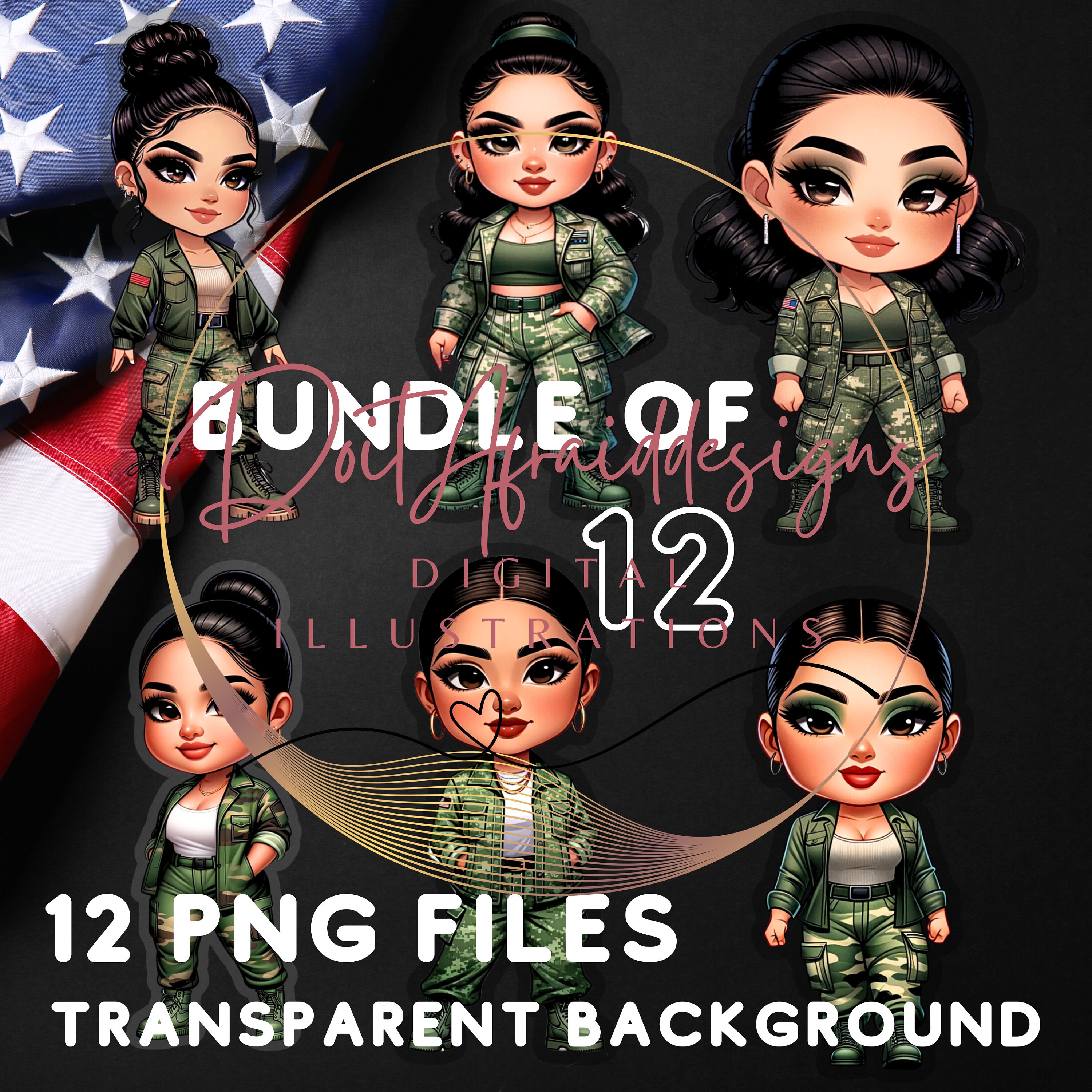 Chicana Chibi Woman PNG Clipart Exclusive Military Doll Cute Chibi ...