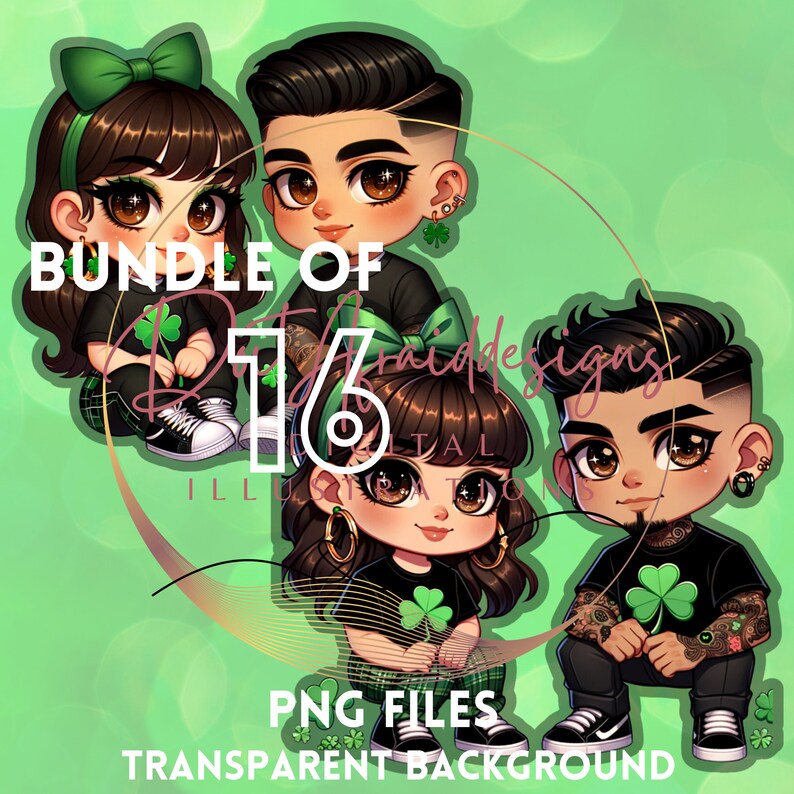 St Patricks Day Chibi Couple Chibi Couple Clipart Chicano Couple ...