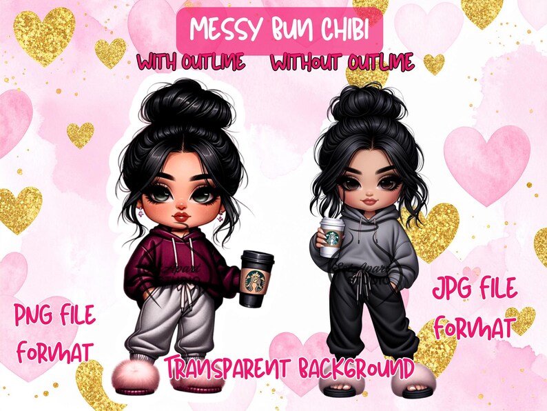 Messy Bun Chibi | Messy Bun Chicana Chibi | Chic Chibi | Chibi Clip Art ...