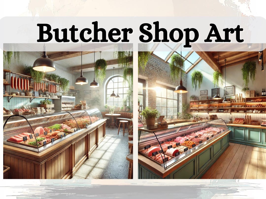 Butcher Shop Art: Realistic Meat Market Image for Kitchen Decor, Unique ...