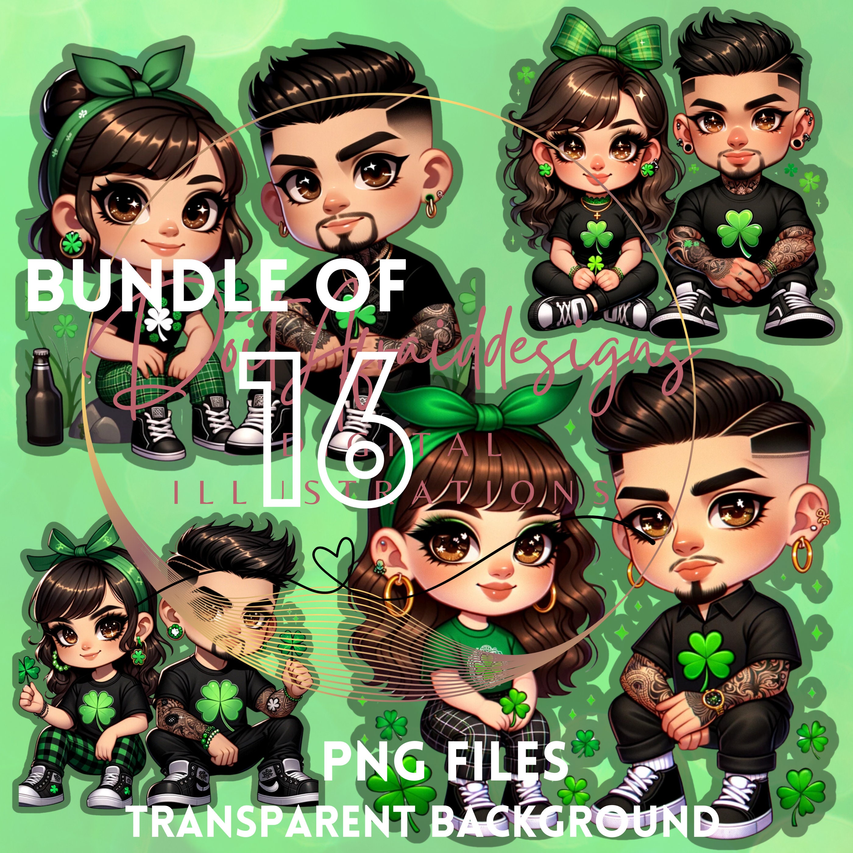 St Patricks Day Chibi Couple Chibi Couple Clipart Chicano Couple ...