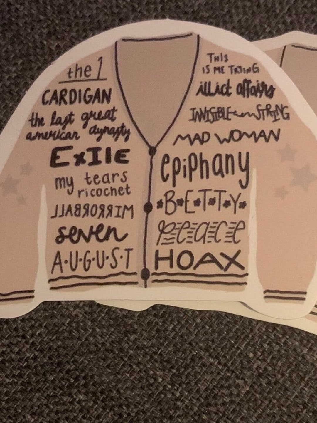 Taylor Swift Folklore Cardigan Sticker - Etsy