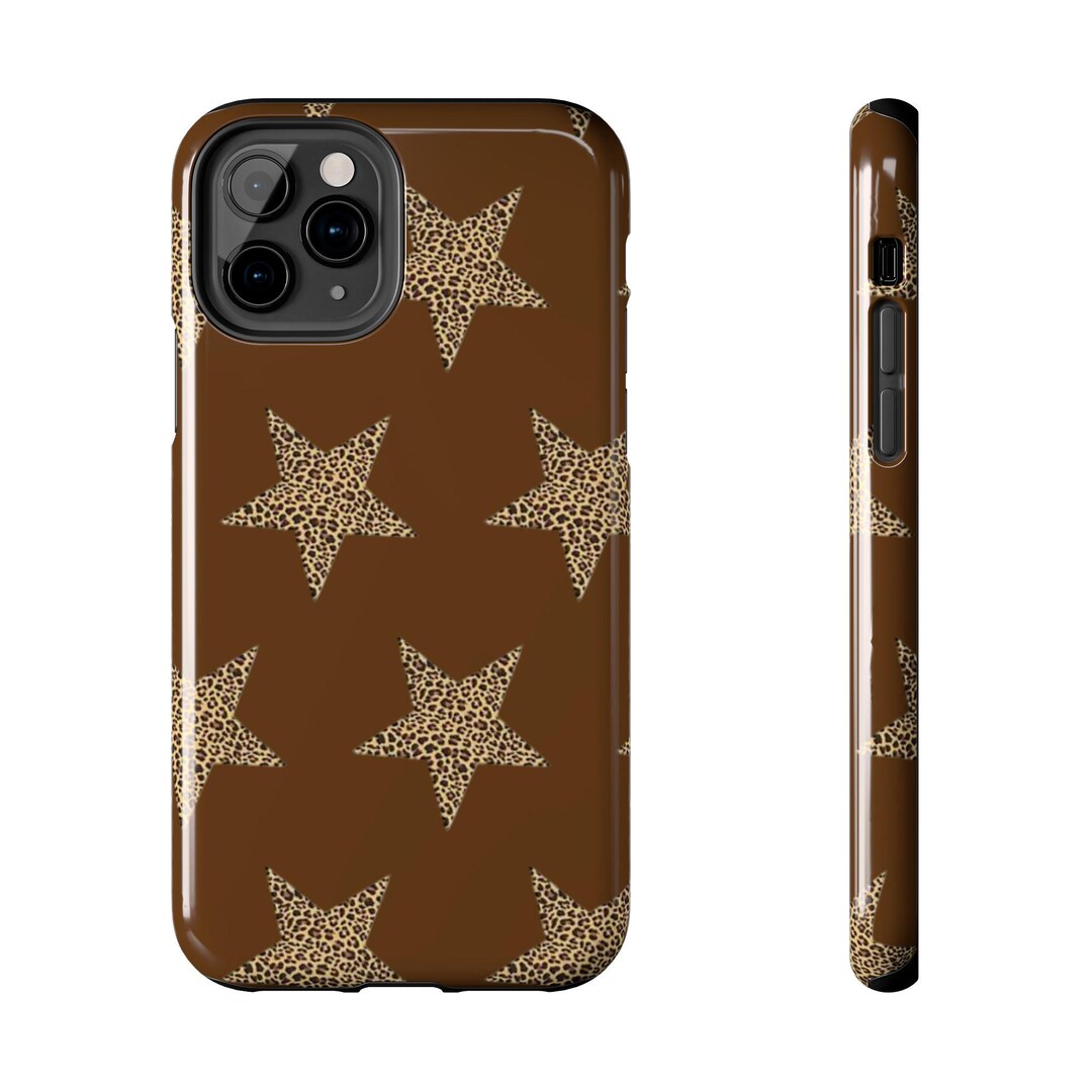 Trendy Brown and Cheetah Print Star Trendy Phone Case. - Etsy