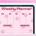 UNDATED Digital Weekly Daily Planner 3 Pages Pink Girly Cute Strawberry ...