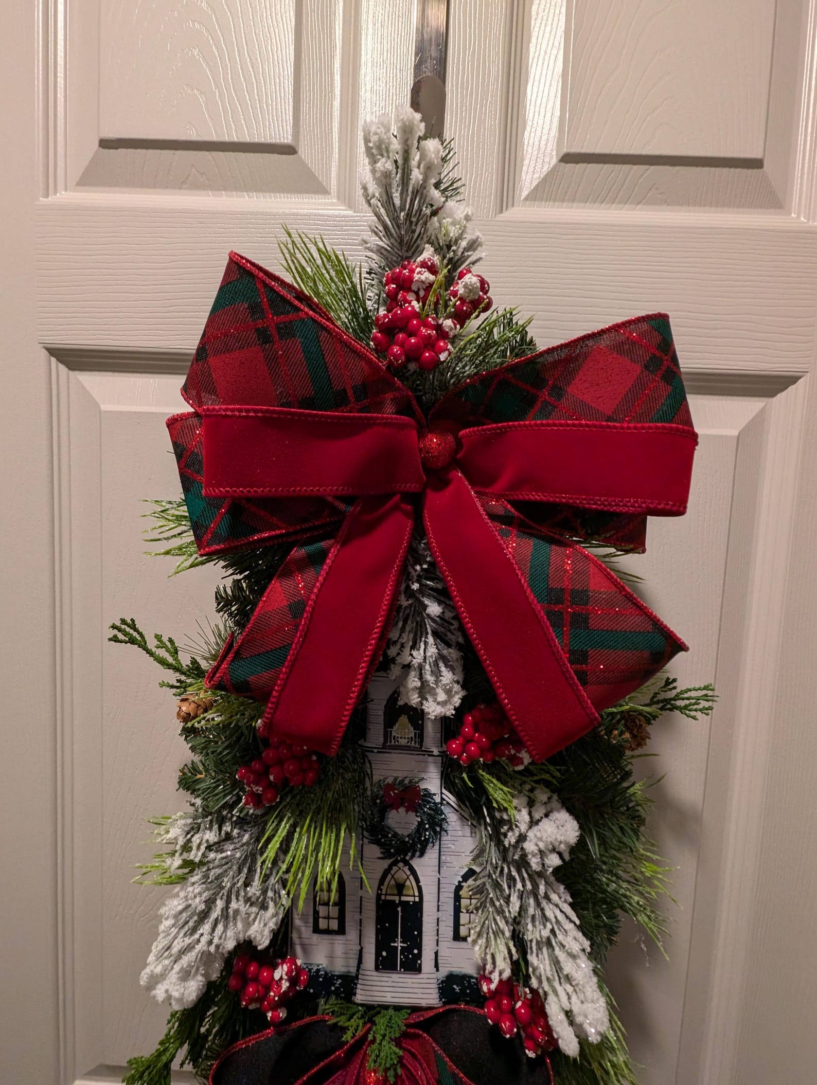 Rustic Christmas Swag With Church, Vintage-style Christmas Swag With ...