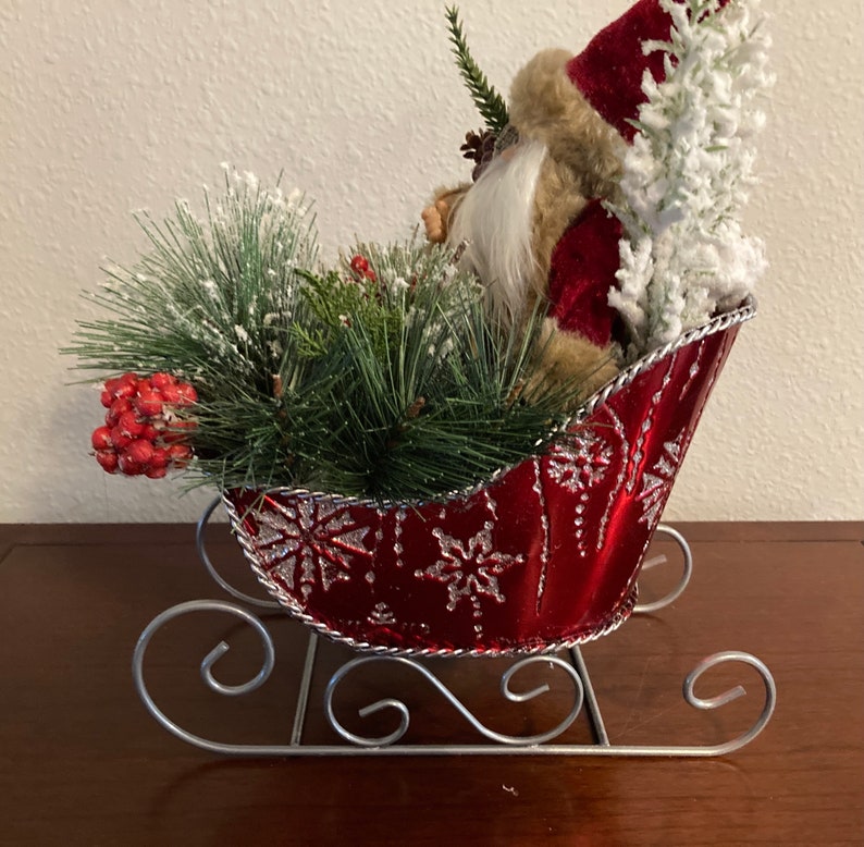 Red and Silver Snowflake Sleigh Table Decor, Festive Sleigh Centerpiece ...