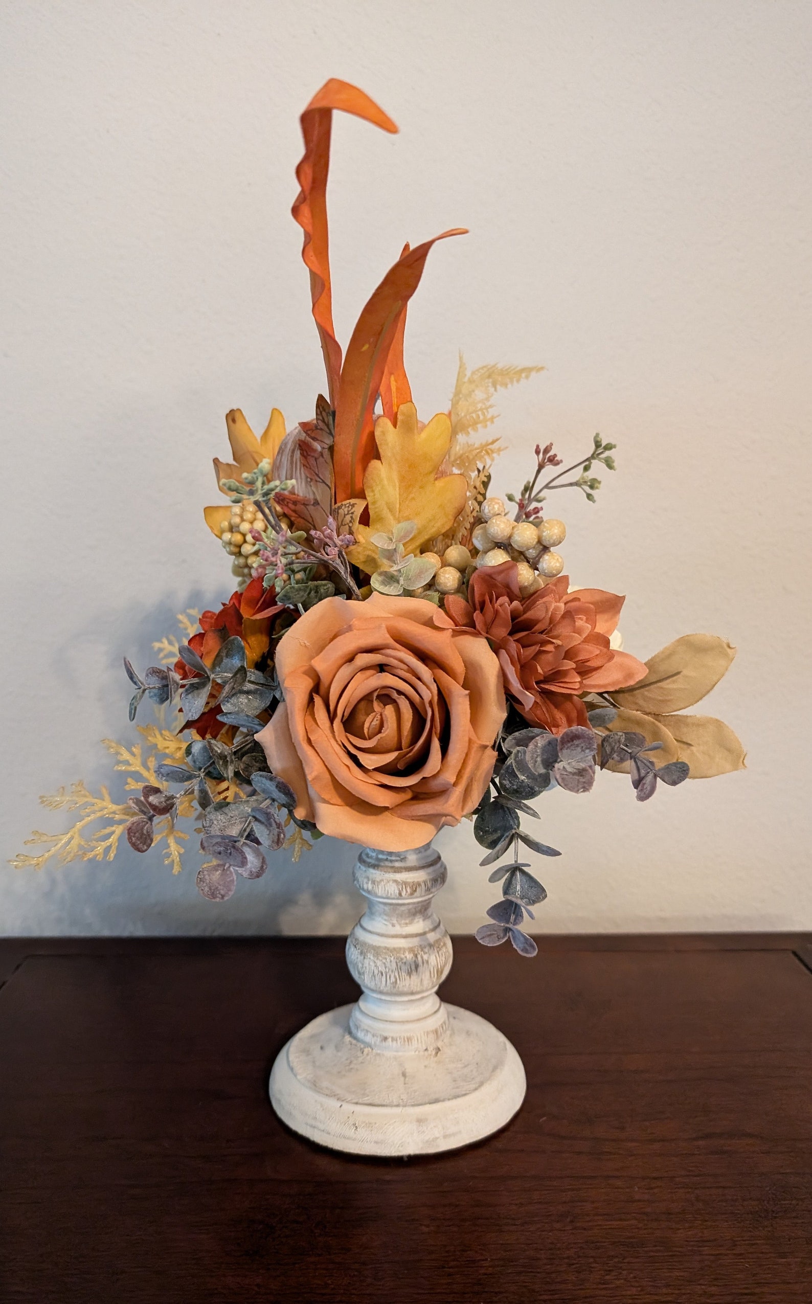Gorgeous Fall Candlestick Arrangement, Candlestick Autumn Centerpiece ...