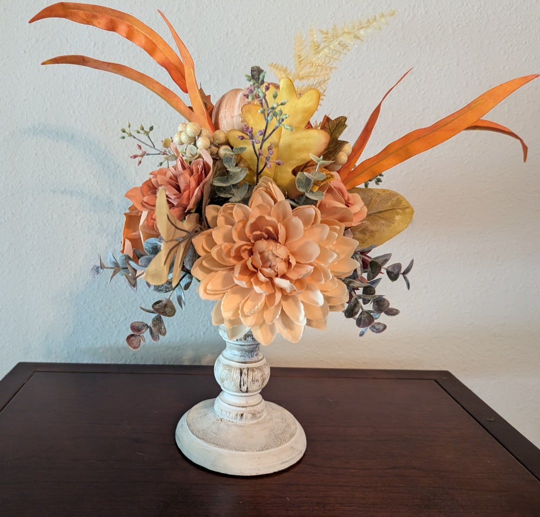 Gorgeous Fall Candlestick Arrangement, Candlestick Autumn Centerpiece ...