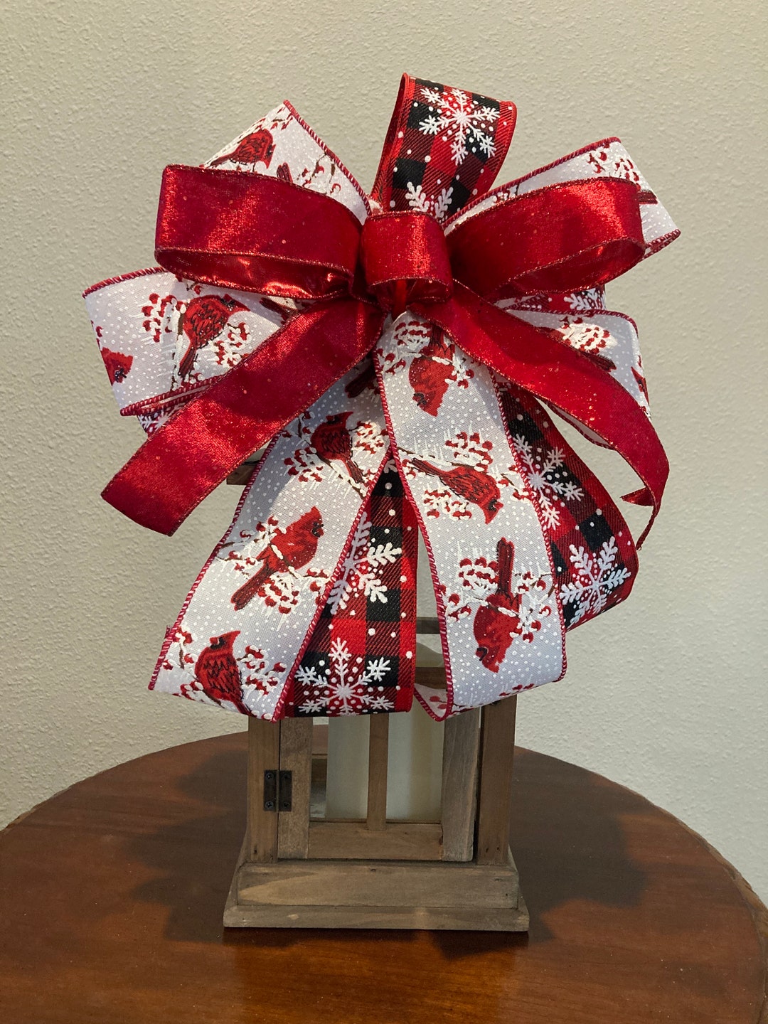 Classic 3 Ribbon Red Velvet, Cardinal and Buffalo Plaid/snowflake ...