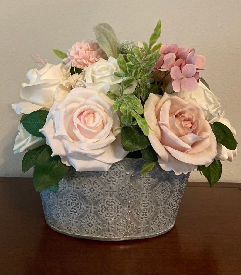 Rustic Pink, Blush and Ivory Forever Floral Centerpiece. Ready to Ship ...