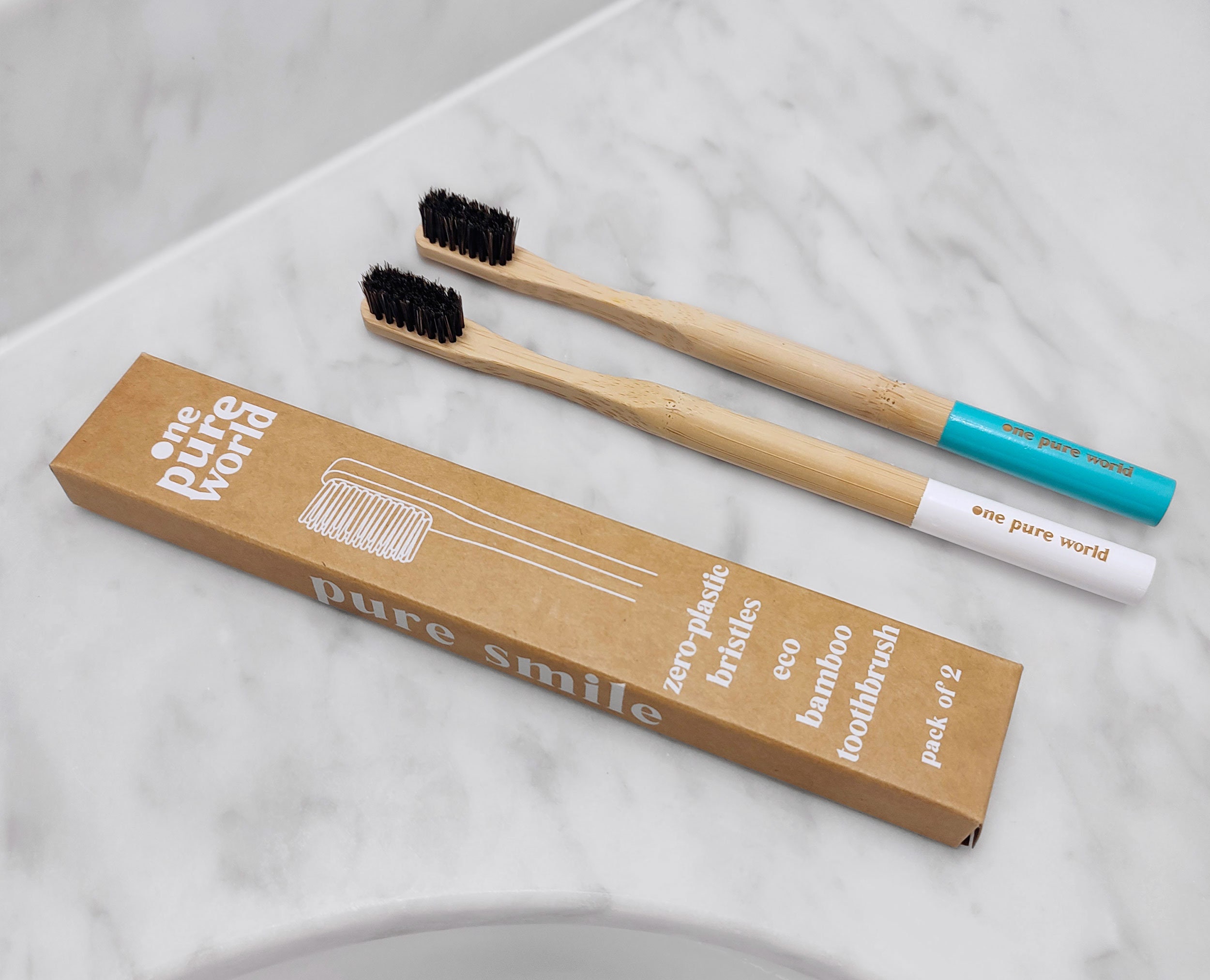 2pc ZERO-PLASTIC 100% Biodegradable & Compostable Bamboo Toothbrush ...