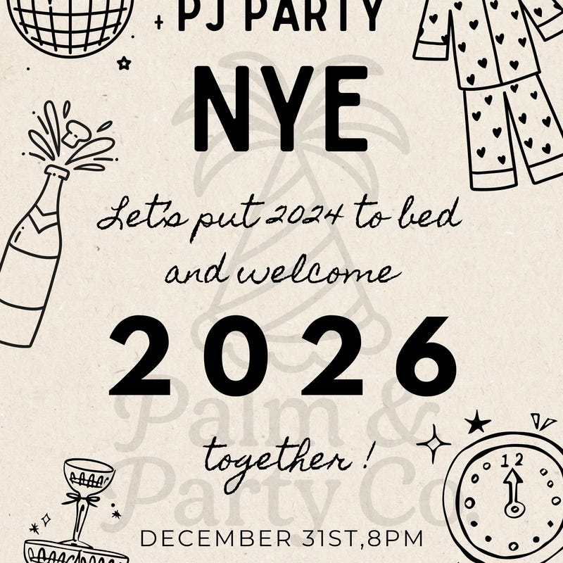 New Years Pj Invite - Etsy UK