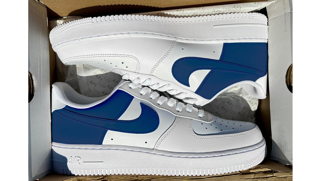 Custom IND Half Speed Blue & White Air Force 1's - Etsy