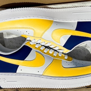 Custom LAR Half Blue & Yellow Air Force 1's - Etsy