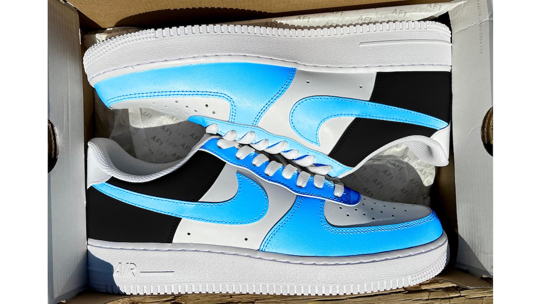 Custom CAR Half Black & Blue Air Force 1's - Etsy
